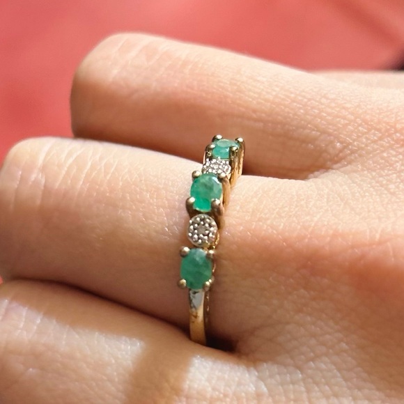 Jewelry | Elegant Vintage Emerald Gold Color Ring With Accents 925 ...